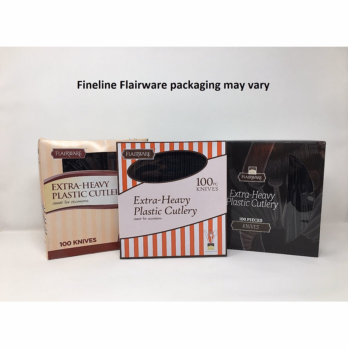 Fineline settings Disposable Black | Flairware Collection | Pack of 100 Plastic Fork, 8" (RET-2503-BK)