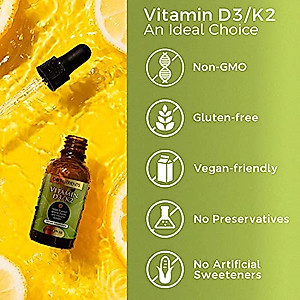Go Nutrients Liquid Vitamin D3 with K2 (MK-7) Drops 1oz & Selenium 200 mcg Supplement 1.0 oz| | Vitamin D3 and K2 | Supplements with Mineral Selenium Liquid and Purified Water