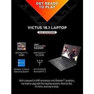 Victus 16 Gaming Laptop, AMD Radeon RX 5500M, AMD Ryzen 5 5600H, 8 GB RAM, 512 GB SSD, Full HD IPS Display, Windows 11 Home, Backlit Keyboard, Fast Charge, Enhanced Thermals (16-e0020nr, 2021)