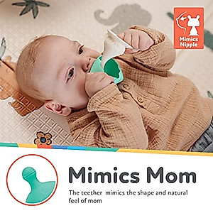 Nuby Super Soft Silicone Teether with Suction Base | Visually Stimulating and Easy to Grasp | Ideal for Infants 3 Months and Up, Soothing and Stimulating Gums