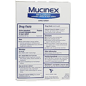 Mucinex 12-Hour Chest Congestion Expectorant Tablets, 20 Count (Pack of 2)