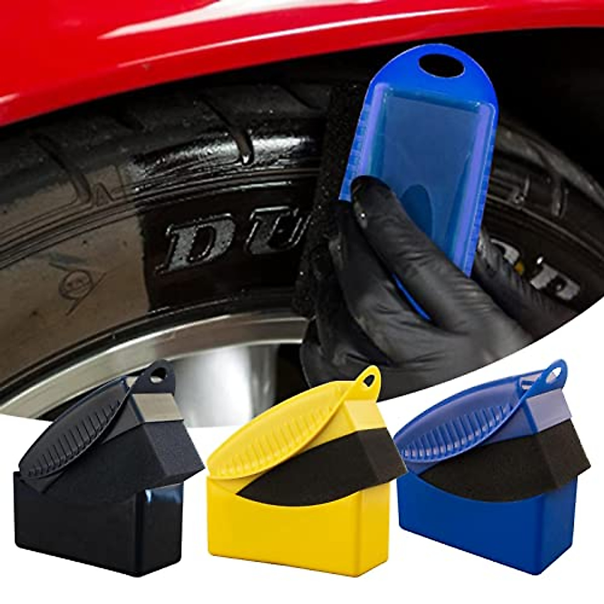 3 Pcs Tire Dressing Applicator,tire Applicator Pad,car Detailing Sponge,Car Cleaning Supplies,Tire Shine Applicator Pad, Durable And Reusable Tire Dressing Applicator Pad For Applying Tire Shine