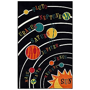 Mohawk Home Black Aurora Solar System Indoor Space Area Rug (5'x8')