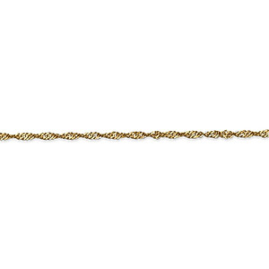 Solid 14k Yellow Gold 2mm Singapore Twist Chain Necklace - with Secure Lobster Lock Clasp 18"
