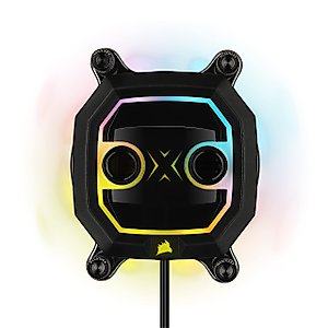 CORSAIR Hydro X Series XC5 RGB PRO CPU Water Block - AMD Socket AM5, AM4 - Copper Cold Plate - More Than 110 Micro-Cooling Fins - 16 Vivid RGB LEDs, Black