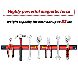 ERGOMASTER 6 PCS 18" Magnetic Tool Holder Bar Organizer Storage Rack for Garage Workshops (Mounting Screws Included)
