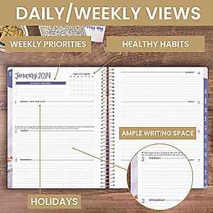 bloom daily planners 2024 (8.5" x 11") Calendar Year Day Planner (January 2024 - December 2024) - Weekly/Monthly Dated Agenda Organizer with Tabs - Daydream Believer, Lavender