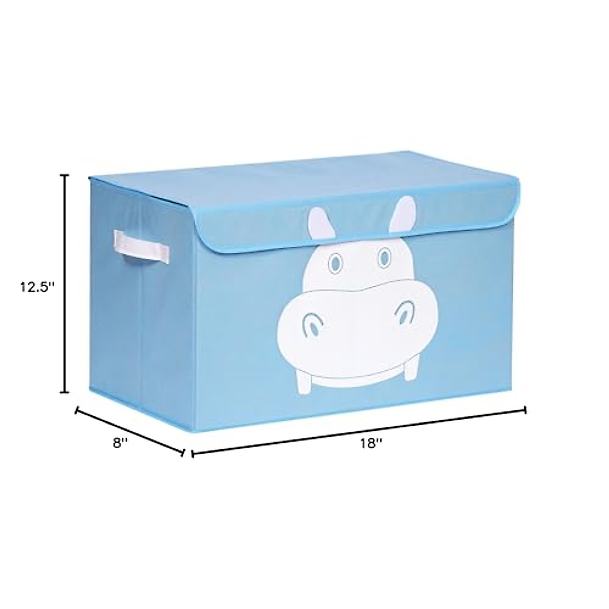 QUOKKA Toy Storage Box for Kids and Baby - Collapsible Hippo Toy Chest Bin with Flip-Top Lid for Boys and Girls - Organizer Boxes for Stuffed Animal Storage to Keep Nursery & Playroom Tidy (Blue)…