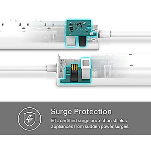 Kasa Smart Plug Power Strip HS300, Surge Protector with 6 Individually Controlled Smart Outlets and 3 USB Ports, Works with Alexa & Google Home, No Hub Required , White