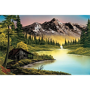 Bob Ross Mountain Retreat Art Print Bob Ross Poster Bob Ross Collection Bob Art Paintings Happy Accidents Bob Ross Print Decor Mountains Painting Cool Wall Art Print Poster 12x18
