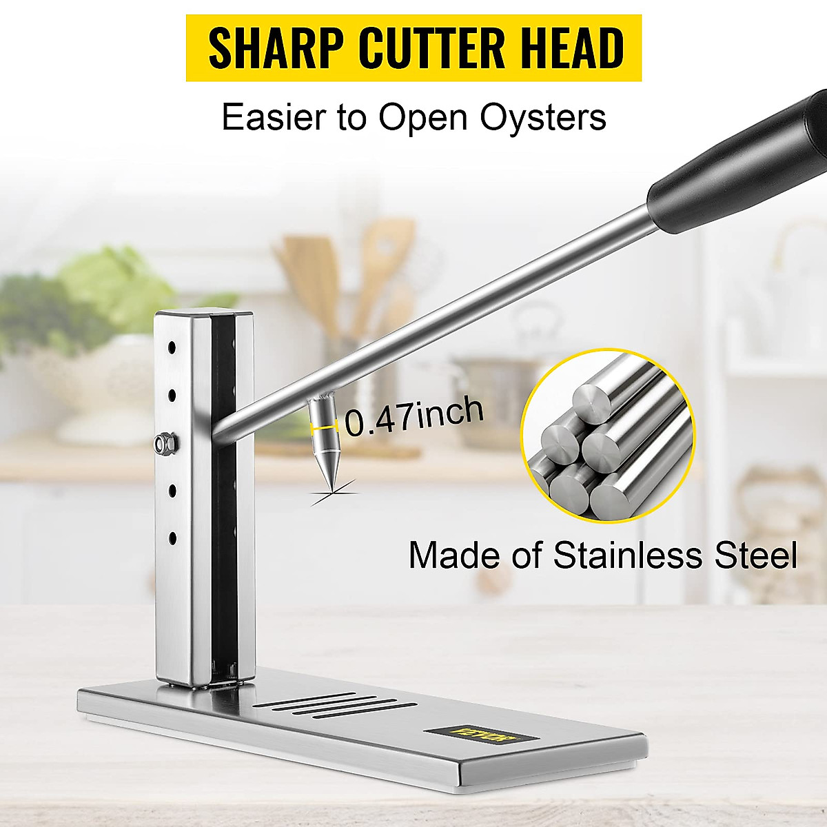 VEVOR Stainless Steel Oyster Shucker Tool Set, Clam Opener Machine with G-Clip for Easy Operation, Solid Option for Hotel Buffets or Gift