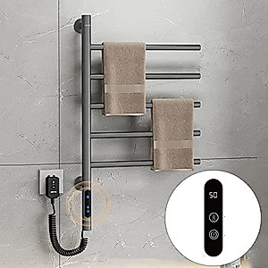 ESOP Electric Heated Towel Racks, Wall Mounted Rotatable Towel Warmer Racks, Hot Towel Rack with Timer, Constant Temperature Heated Towel Warmer for Bathroom, Adjustable Towel Rack, 42 * 66CM