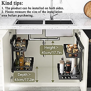 COVAODQ Under Sink Organizers and Storage, Pull Out Sliding Drawers Height Adjustable 2 Tier Under-Sink Organizers with Sliding Drawer Under Sliding Cabinet Basket Organizer for Bathroom Kitchen