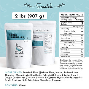 Scratch Premium Dough Conditioner - (2 LB) All Grain Bread Improver For Making Dough - Dough Enhancer for Bread to Improve Texture and Longer Lasting Bread