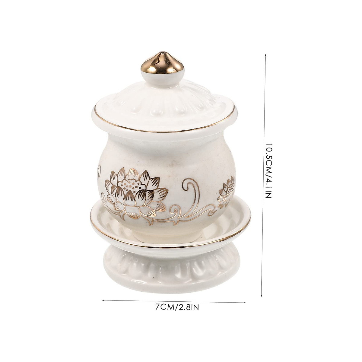 Tofficu 5pcs Bowl Buddhist Supply Relief Ceramic Decoration for Printed Altar Ritual White Offering Holy Lotus Smudging Container with Religion Buddhism Tibetan Home Cup Yoga Water