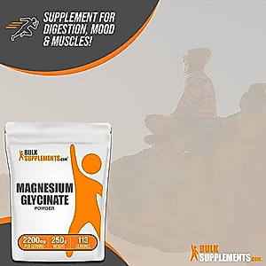 BulkSupplements.com Magnesium Glycinate Powder - Magnesium Bisglycinate, Magnesium Supplement, Magnesium Glycinate 400mg - Pure Magnesium Glycinate - 2200mg per Serving, 250g (8.8 oz)