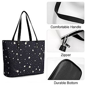 Womens Handbag Constellations Leather Tote Bag Top Handle Satchel Bags For Lady