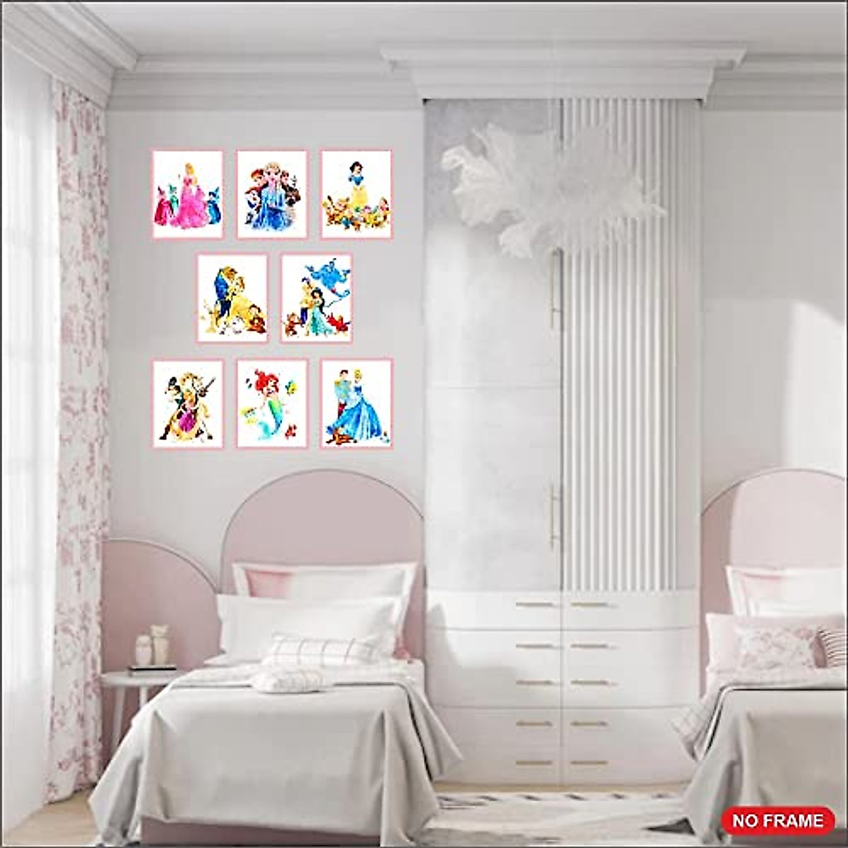 PurpleheARTs | Princess Wall Art Poster Prints | Princess Wall Art | Set of 8 UNFRAMED (8'' x 10'') | Posters for Girls Room | Princess Room Decor