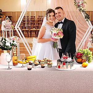 3 Pack Ombre Rose Gold Plastic Tablecloth for Parties, Gradient Pastel Rose Gold Disposable Tablecloths for Rectangle Tables, Light Pink Sprinkle Table Cover for Wedding Birthday Party, 54 x 108 Inch