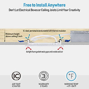 TORCHSTAR 16-Pack Ultra-Thin LED Recessed Lighting 4 Inch 5CCT with Junction Box, Aluminum, 2700K-5000K Selectable, 10W Dimmable Slim LED Downlight, 700LM High Brightness, ETL & Energy Star