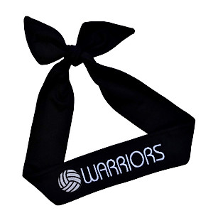 Volleyball TIE Back Moisture Wicking Headband Personalized with The Embroidered Name of Your Choice (Black Solid Tie Back) One Size