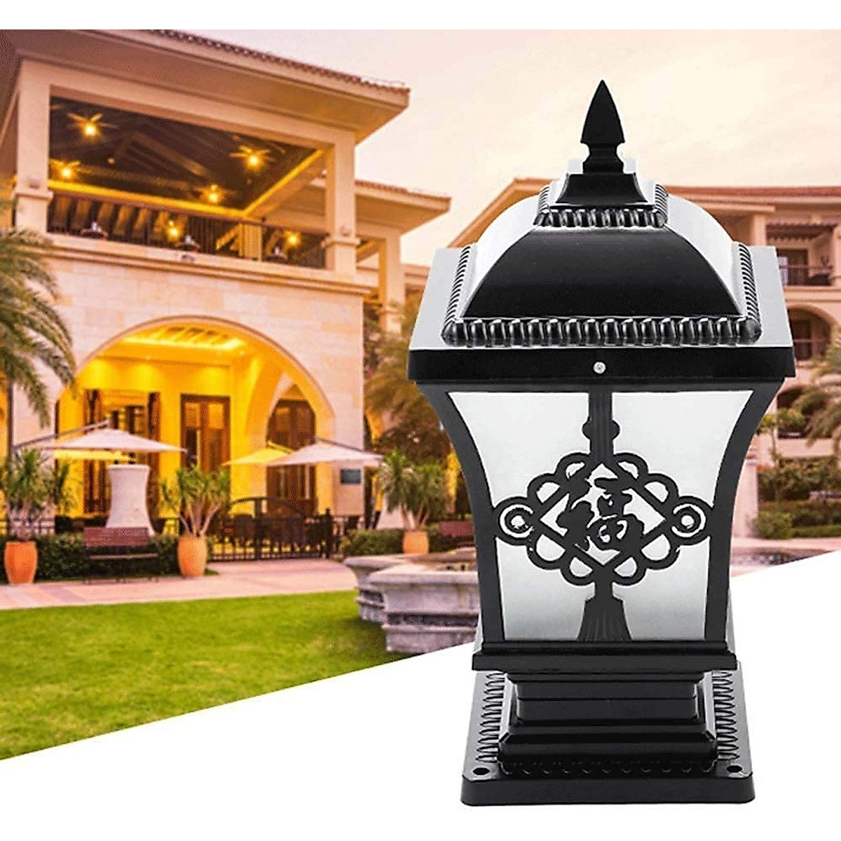 Exterior Lamp Post Lighting Fixtures Waterproof Post Light Post Cap Lamp Patio Garden Decoration Black Antique Outdoor Column Light Die-cast Aluminum Waterproof Front Doorpost Headlight, LED Outdoor W