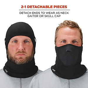 Ergodyne Mens Face Mask - 2-pc Fleece Neoprene Balaclava, Black