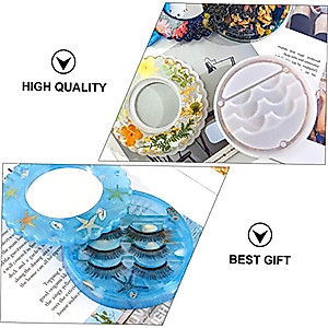 Beavorty 1 Set Eyelash Box Mold Round Silicone Molds Resin Molds Tray Round Mirror Tray Fake Eyelashes Box Resin False Eyelash Case Eyelashes Display Tray Resin Travel Disc Crystal White