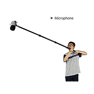 Koolertron Portable Mic Boom Pole Arm 4 Section Stretchable Padded Handheld Telescopic Aluminum Adjustable with Easy Twist Locks and Padded Handle for Professional Shotgun Microphones Fish Pole exte
