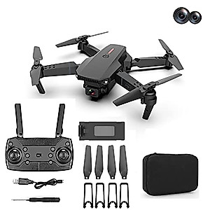 Drone with 1080P Dual HD Camera, 2023 Upgradded RC Quadcopter FPV Camera Foldable Drone Toys Gift for Adults and Kids, One Key Start Speed Adjustment, 360° Altitude Hold Mode (Black)