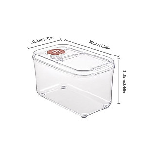 Rice Storage Container,Food Storage Containers with Lids Airtight | Square Rice Bucket Cereal Can, Pantry Storage Container with Lid for Rice, Grain, Cereal, Beans, Pet Food, Clear Asaim