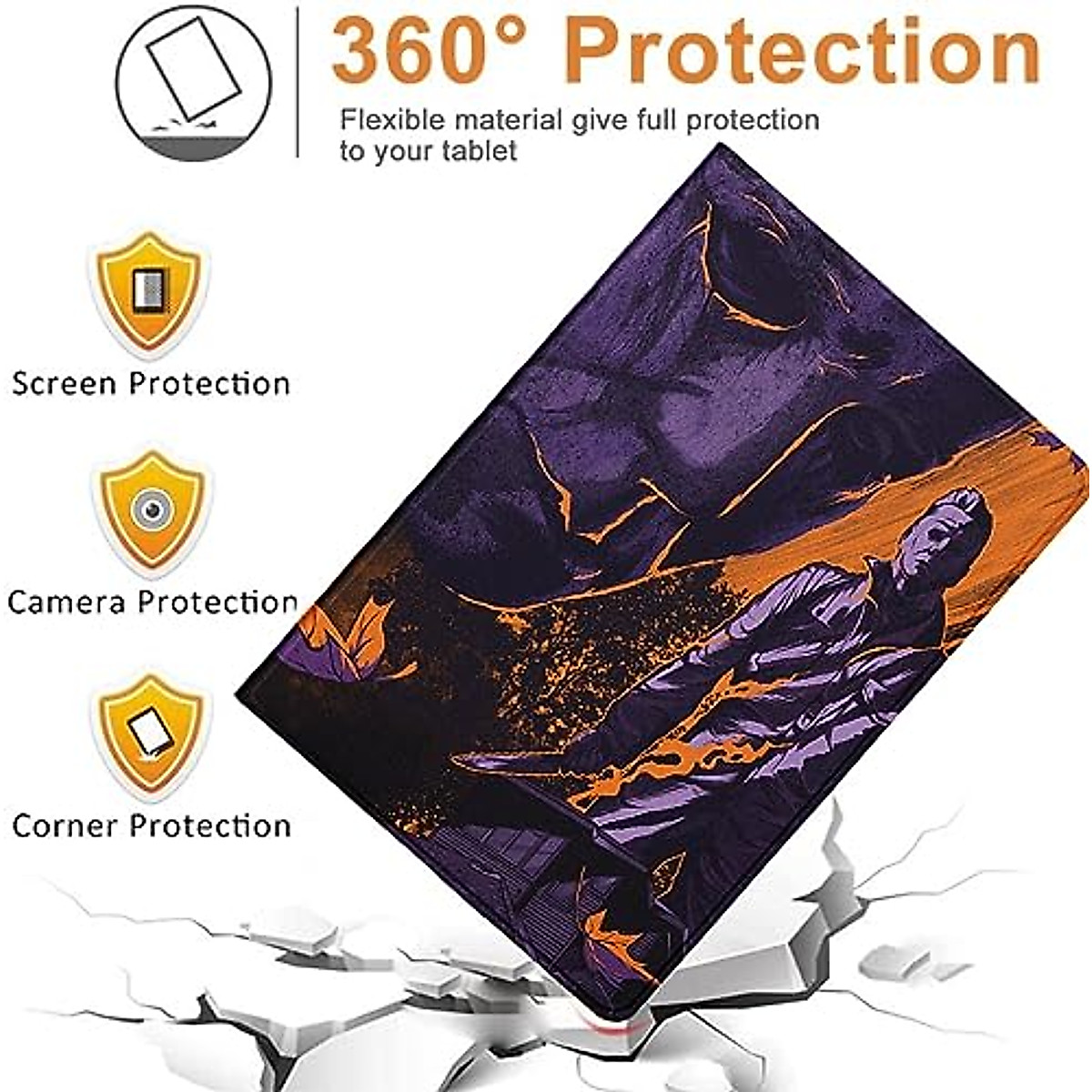 Cool Tablet Case for iPad Pro 12.9 Case, Horror Movie Pattern Aesthetics Print,Halloween Design Cases for Women Men, PU Leather Folio Xmas Back Cover Funda for iPad Pro 12.9 Inch (2021/2020/2018)
