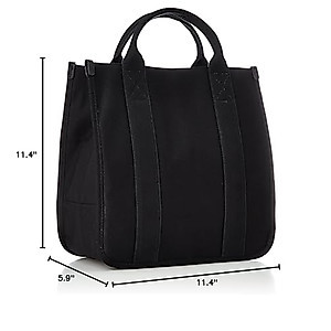 Kangol Tote Bag, Thick Cotton Canvas, 2-Way, Shoulder Bag, Mother's Bag, Square Shape, L, Black