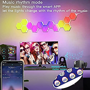 Firmlly RGB Hexagon Lights, LED Hexagon Wall Light, Smart Hexagonal Wall Panels, Bluetooth/WiFi Connection, LED Wall Panels for Gaming Room, Bedroom, Wall Decor (WiFi*3PCS, RGB)