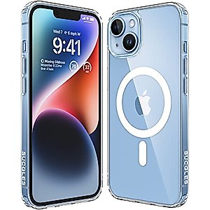 (2023 New) for iPhone 14 Case with MagSafe, [Strong Magnet] [Non-Yellowing] [10FT Military Grade Protection] Magnetic Clear Slim Phone Case Bumper Thin Cover for (Apple iPhone14, Clear Mag Safe)