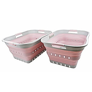 SAMMART 42L(11 Gallon) Collapsible Plastic Laundry Basket - Foldable Pop Up Storage Container/Organizer - Portable Washing Tub - Space Saving Hamper/Basket