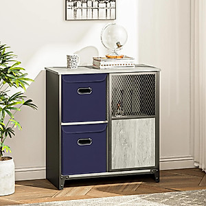 HEAYEEG Black Collapsible Cube Storage Bins with Lids, Fabric Cube Storage Organizer With Handles Closet Organizers,For Clothes Storage, Nursery,Home Bedroom Basket,3 Pack,(Navy Blue)