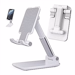 USStarStore Adjustable Cell Phone Stand for Desk, Angle Height Adjustable Cell Phone Stand for Desk, Case Friendly Phone Holder Stand for Desk (White 4oz)
