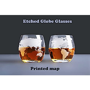 Whiskey Decanter, Glass Decanter Set with 2 Globe Whiskey glasses