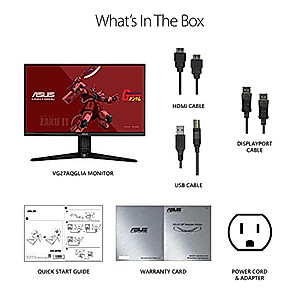 ASUS TUF Gaming 27” 1440P HDR Monitor (VG27AQGL1A) ZAKU II Edition - QHD (2560 x 1440), 170Hz, 1ms, IPS, G-SYNC Compatible, Extreme Low Motion Blur Sync, 130% sRGB, Eye Care, DisplayPort, HDMI, USB