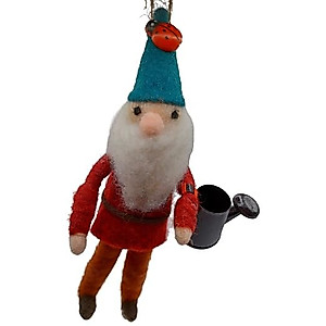 OnHoliday Felt Gnome in Red Shirt with Watering Can and Ladybug Hanging Christmas Tree Ornament