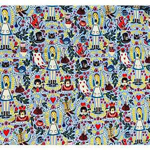 Wonderland - Rifle Paper Co - Periwinkle Metallic Fabric - Cotton+ Steel - Quilting Cotton Fabric - AB8013-002 1/2 Yard 44