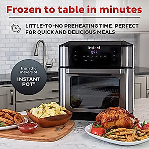 Instant Vortex Plus 10-Quart Air Fryer, From the Makers of Instant Pot, 7-in-10 Functions, with EvenCrisp Technology, App with over 100 Recipes, Stainless Steel