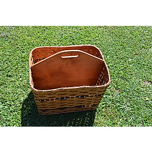 Amish Handmade Magazine Basket with Solid Wood Handled Divider, Will Look Great in Any Office Waiting Area