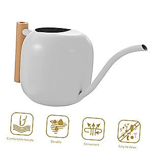 Watering Kettle Garden Watering Bucket Flower Watering can Watering can for Indoor Plants Flowers Succulent Watering Pot White Garden Supplies Water The Flowers Wooden Handle