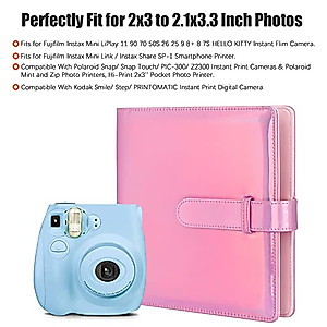 256 Pockets Photo Album for Fujifilm Instax 11 12 9 40 Mini Camera, Polaroid Camera, Photo Album for Fujifilm Instax Mini Evo Liplay 90 8 7+ Instant Camera, Polaroid HP Zink 2x3" Photos (Magic Pink)