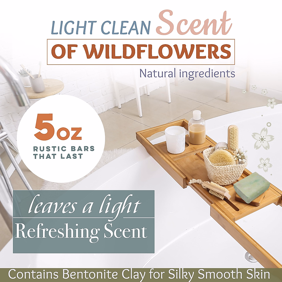 Amish Farms Original Recipe All Natural Soap Bar - Made in USA, Handmade, Vegan Moisturizing for Sensitive Skin - Women & Mens Bar Soap or Mens Soap - Wildflower Scent 5 Oz Each (5 Bars) Colors Vary