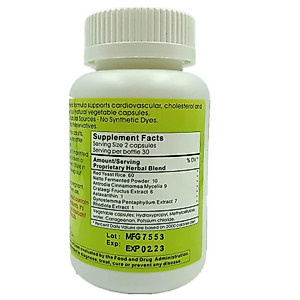 Kong May Herbal Supplement with Red Yeast Rice, Natto Fermented Powder, Antrodia Mushrooms | All-Natural Cardiovascular Support for Overall Health and Well-Being - 60 Capsules by Meditalent