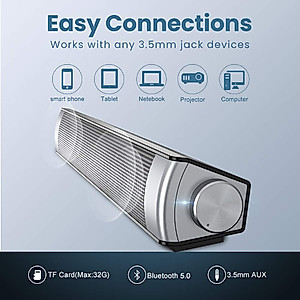 VersionTECH. PC Soundbar,Wired & Wireless Bluetooth BT Computer Speakers with Remote Control,Portable USB Home Theater Stereo Sound Bar for Desktop Laptop TV Cellphone MP4 [RCA, AUX]