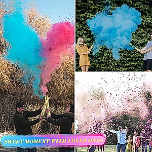 PEPYKIZ Gender Reveal Confetti Powder Cannon,2 Pink & 2 Blue,Set of 4 Gender Reveal Powder Cannon,Boy or Girl Gender Reveal Cannon for Baby Gender Reveal,100% Biodegradable Tissue Safe Powder Smoke